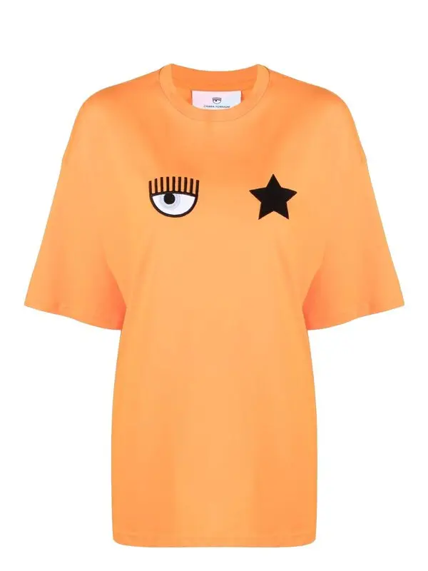 CHIARA FERRAGNI Logo-print Cotton T-shirt - Orange