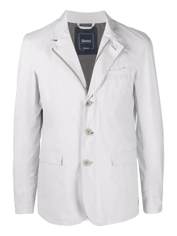 Herno Grey High Neck Single-breasted Jacket - Neutrals