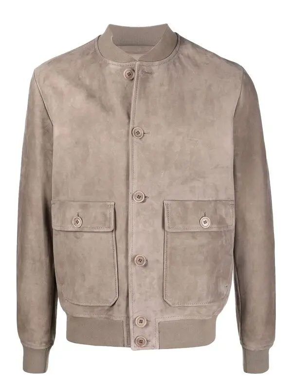 SALVATORE SANTORO Suede Bomber Jacket - Neutrals