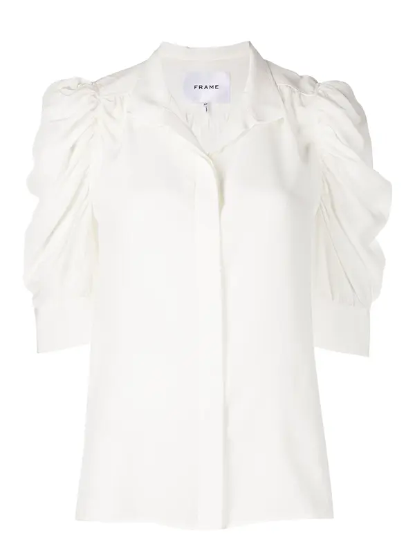 FRAME Gillian Ruched Shirt - White