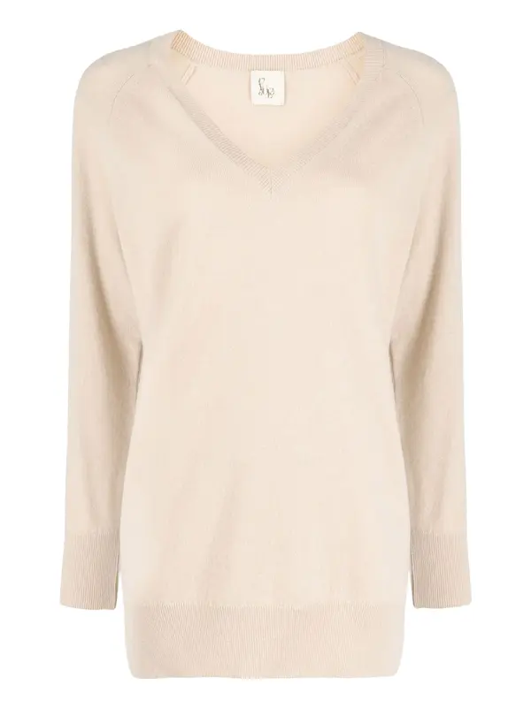 PAULA V-neck Cashmere Jumper - Neutrals