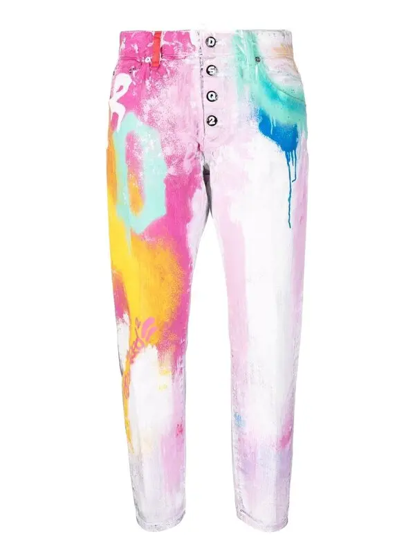 Dsquared2 Paint Splatter Detail Cropped Trousers - White