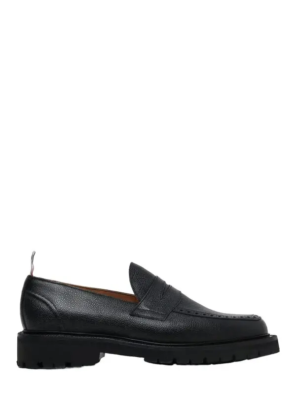 Thom Browne Rwb Stripe Leather Loafers - Black