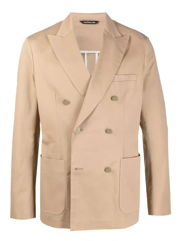 TONELLO Double-breasted Fitted Blazer - Neutrals