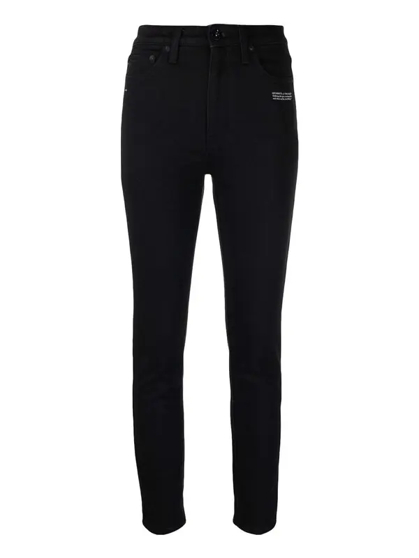 Off-White Slogan Logo-print Skinny Jeans - Black