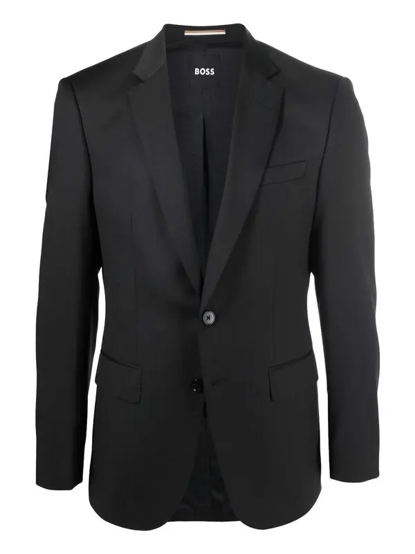 BOSS Single-breasted Virgin Wool Blazer - Black