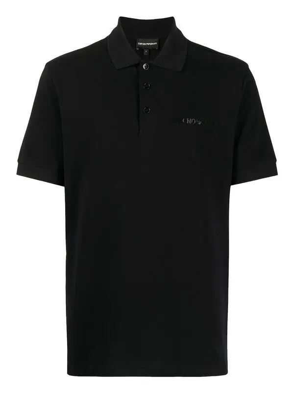 Emporio Armani Logo-print Cotton Polo Shirt - Black