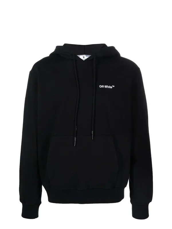 Off-White Logo-embroidered Cotton Hoodie - Black