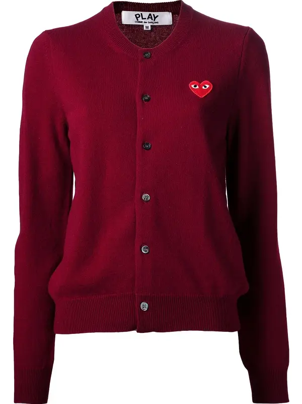 Play Comme Des Garcon Basic Cardigan - Red