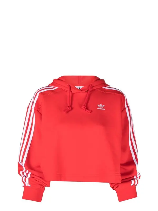 Adidas Trefoil-detail Cropped Hoodie - Red