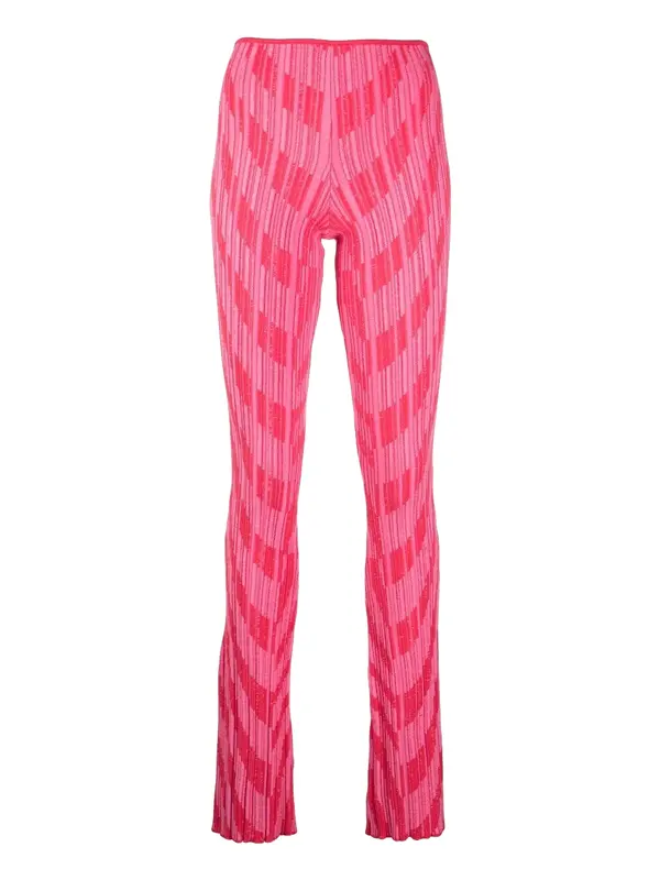 Philosophy Di Lorenzo Serafini Intarsia-knit Flared Trousers - Pink