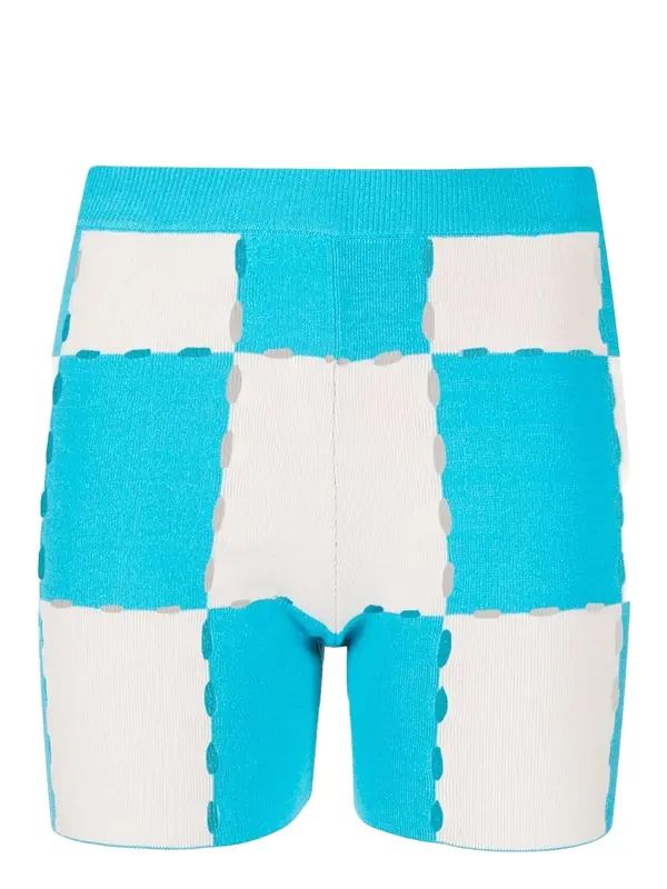 Jacquemus Patchwork Check Shorts - Blue