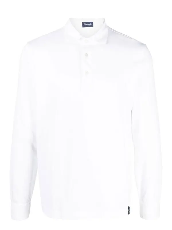 DRUMOHR Long Sleeve Cotton Polo Shirt - White