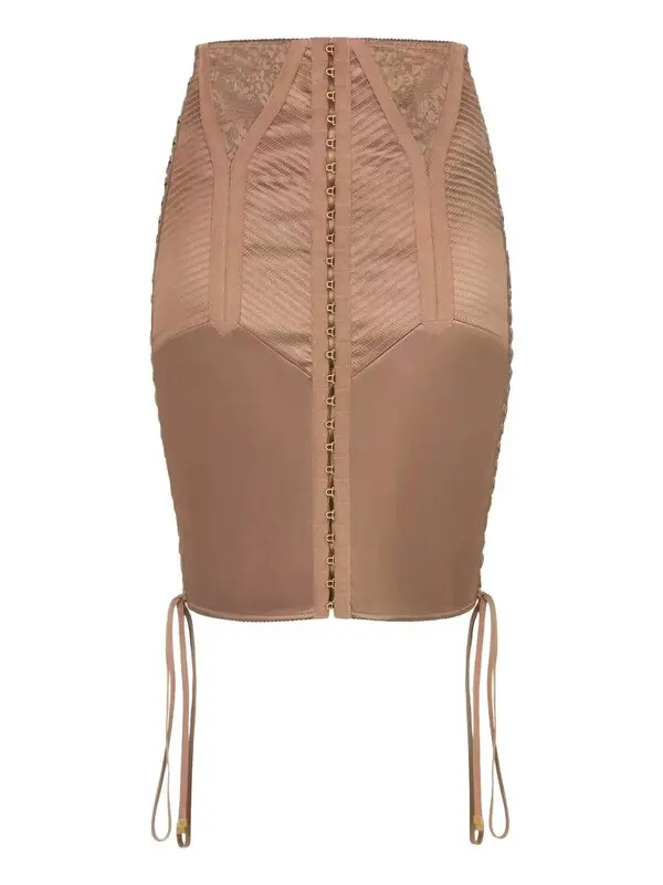 Dolce & Gabbana Lace-up Satin Miniskirt - Brown