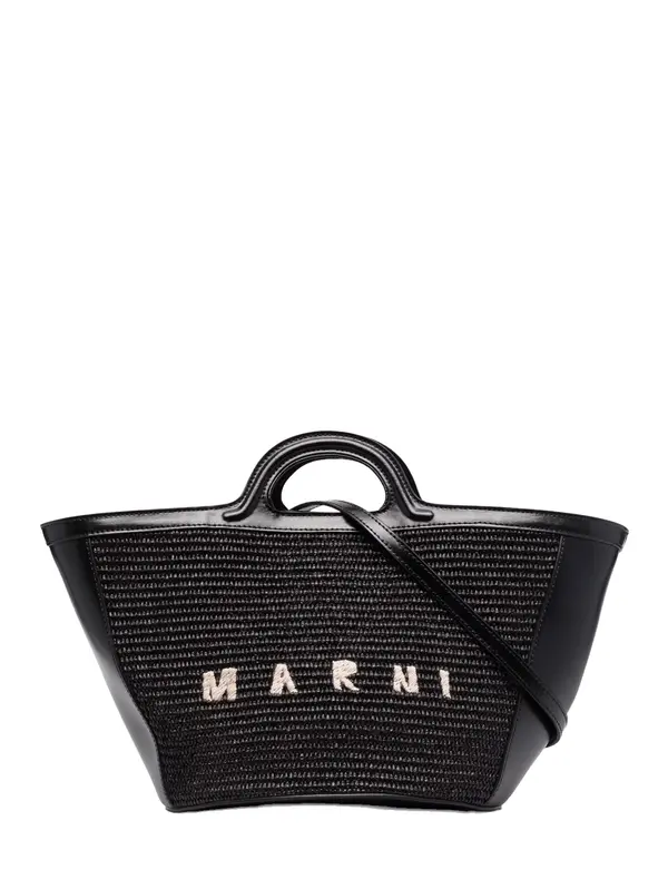 Marni Tropicalia Logo-embroidered Tote - Black
