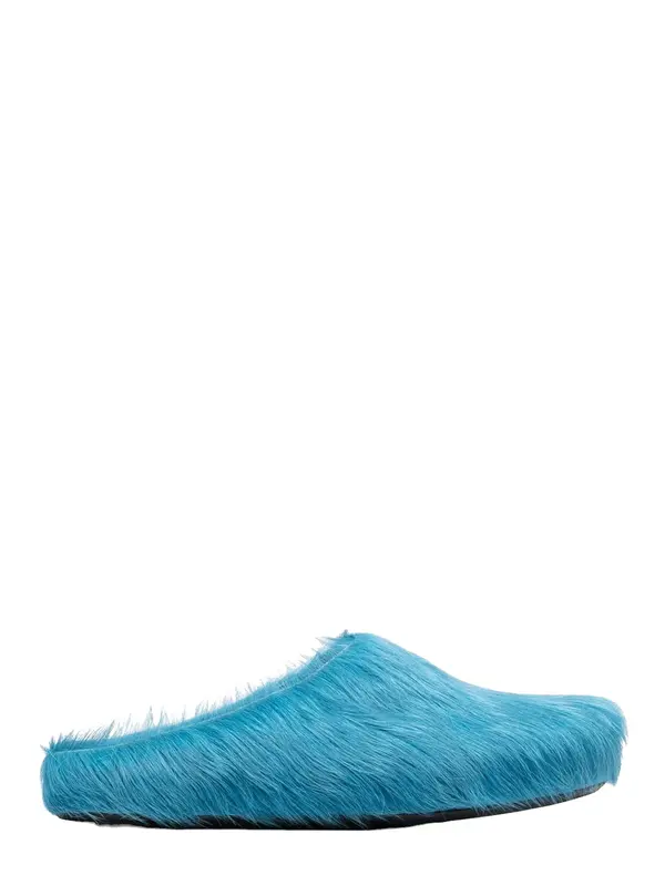 Marni Fussbet Sabot Calf-hair Slippers - Blue
