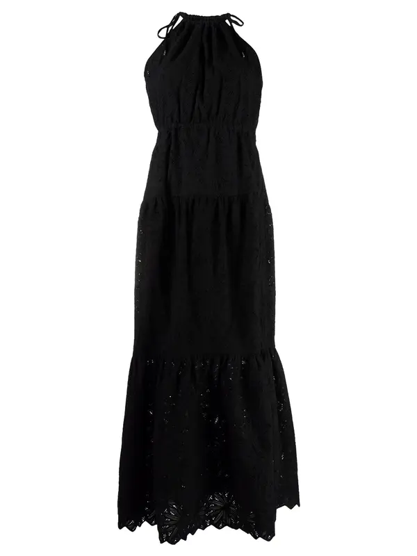 Michael Kors Embroidered Cotton Maxi Dress - Black
