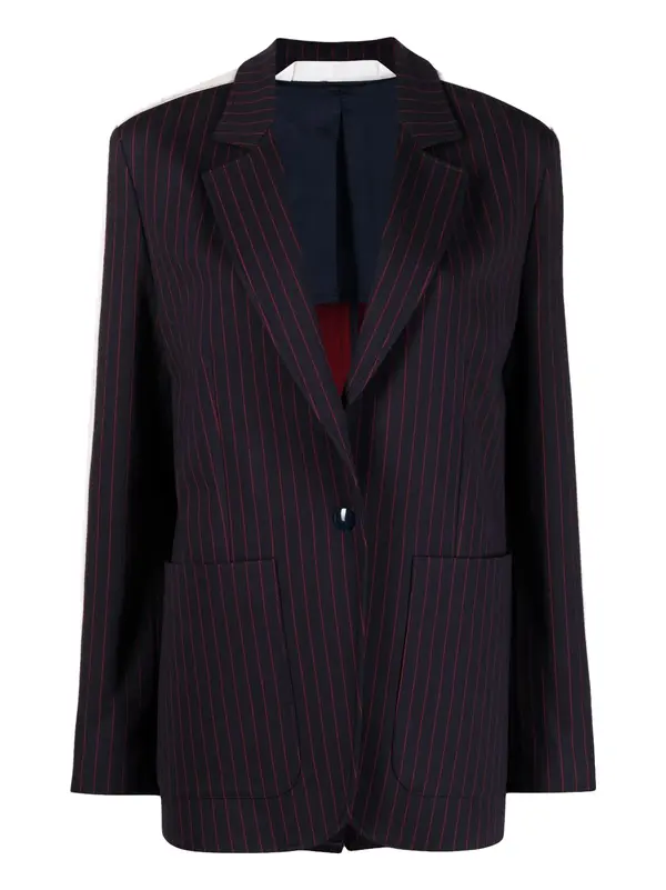Palm Angels Striped Single-breasted Blazer - Blue