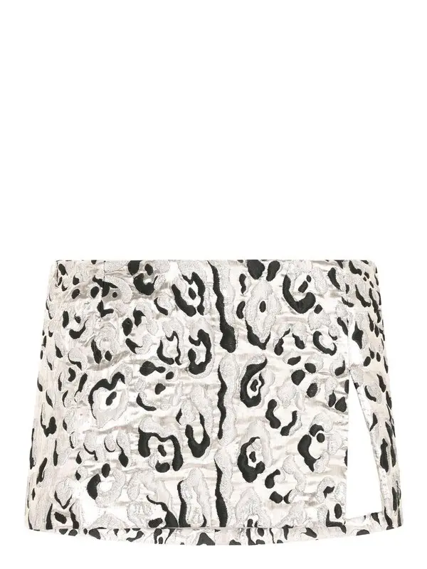 Dolce & Gabbana Metallic Embroidered Leopard Print Skirt - Neutrals