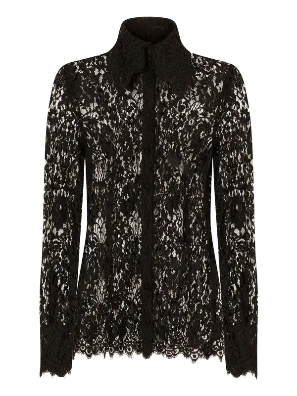 Dolce & Gabbana Semi-sheer Lace Shirt - Black