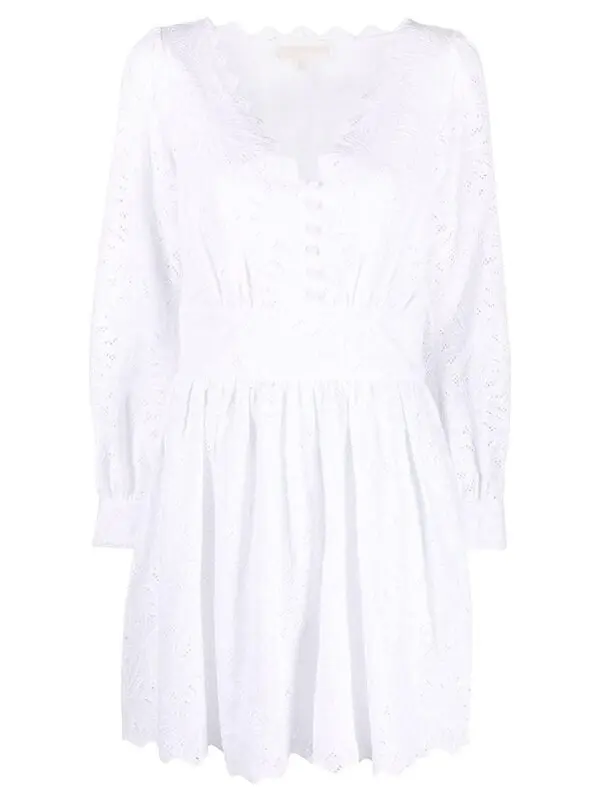 Michael Kors Broderie Anglaise Cotton Dress - White