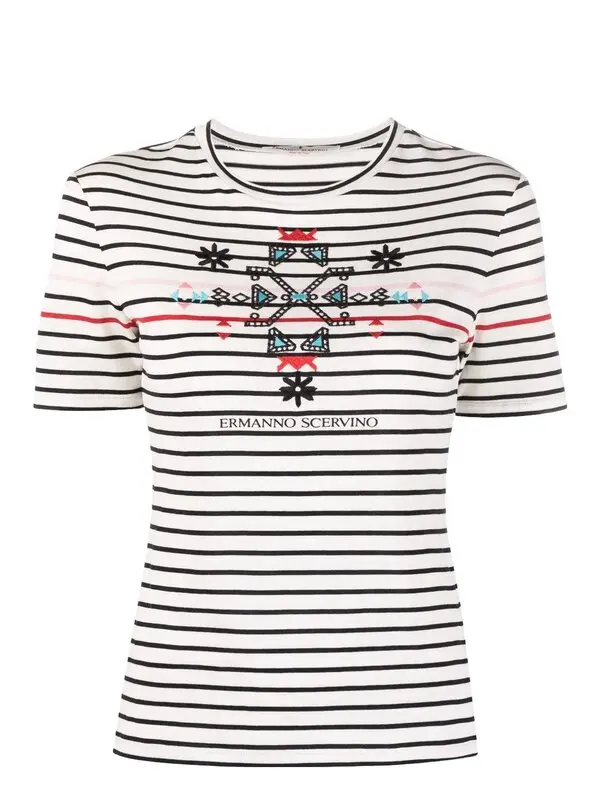 Ermanno Scervino Embroidered Cotton T-shirt - White