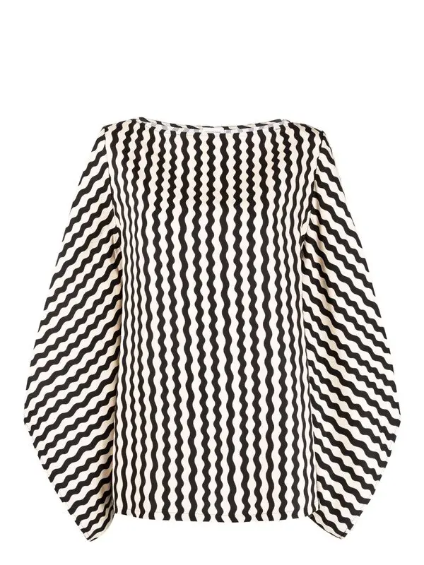 BY MALENE BIRGER Wave Print Boat-neck Blouse - Neutrals