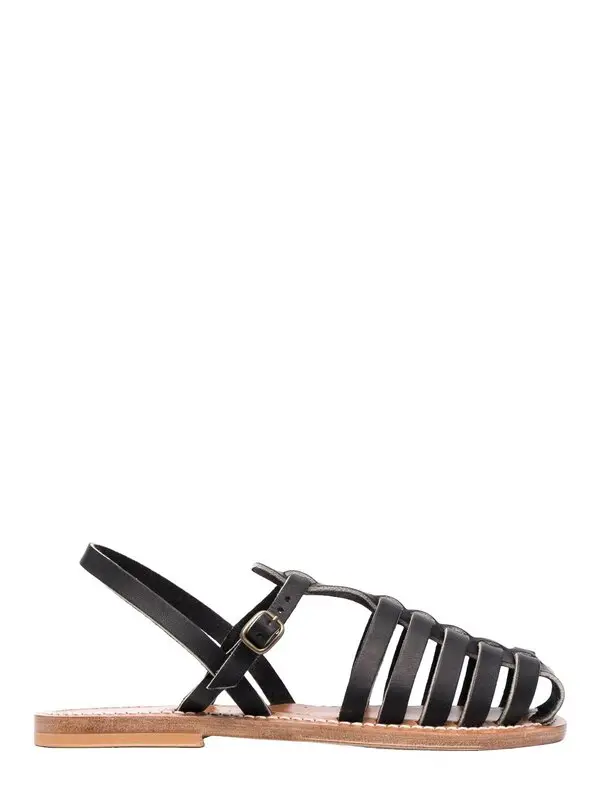 K.JACQUES Leather Open-toe Sandals - Black