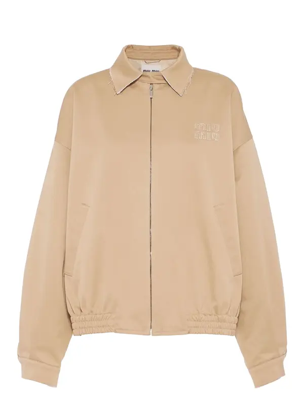 Miu Miu Oversized Cotton Blouson Jacket - Neutrals