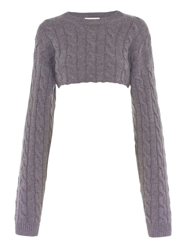 Miu Miu Cable Knit Cropped Jumper - Grey