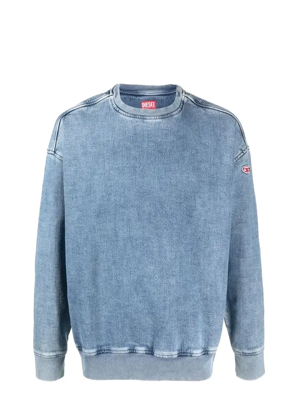 DIESEL D-krib Washed-denim Sweatshirt - Blue