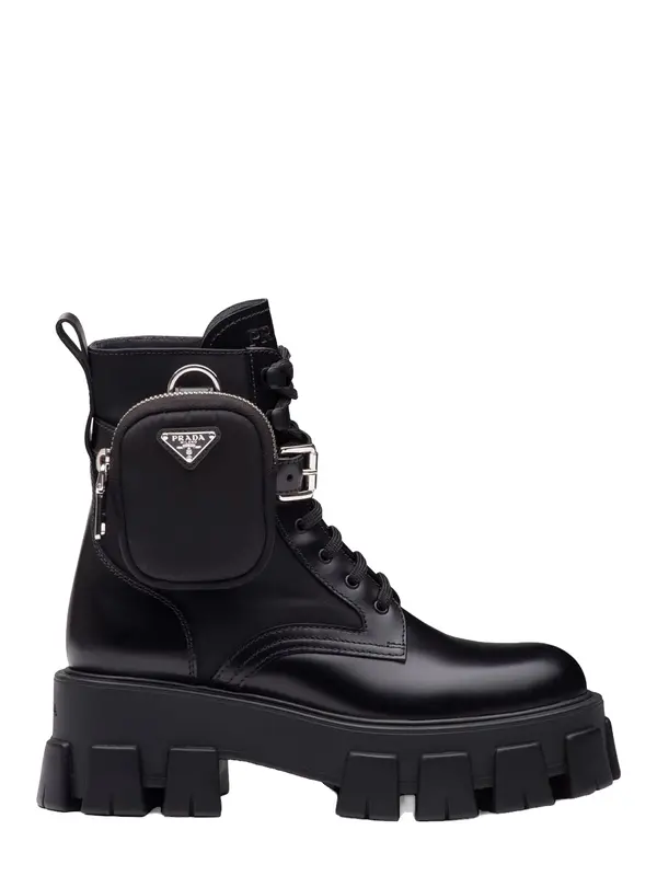Prada Monolith Leather Boots - Black