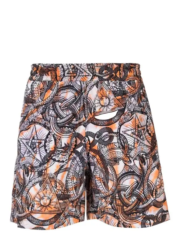 Aries Graphic-print Swim Shorts - Orange
