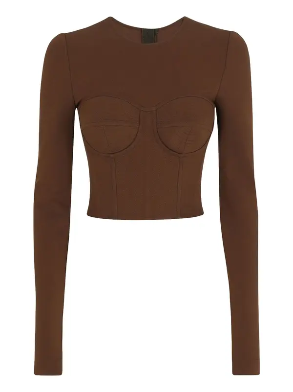 Dolce & Gabbana Long-sleeve Corset Top - Brown