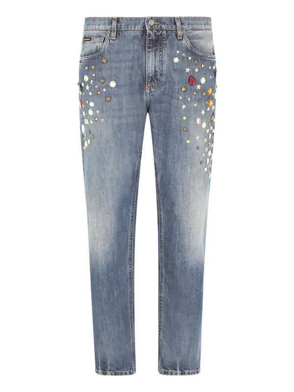 Dolce & Gabbana Crystal-embellished Jeans - Blue