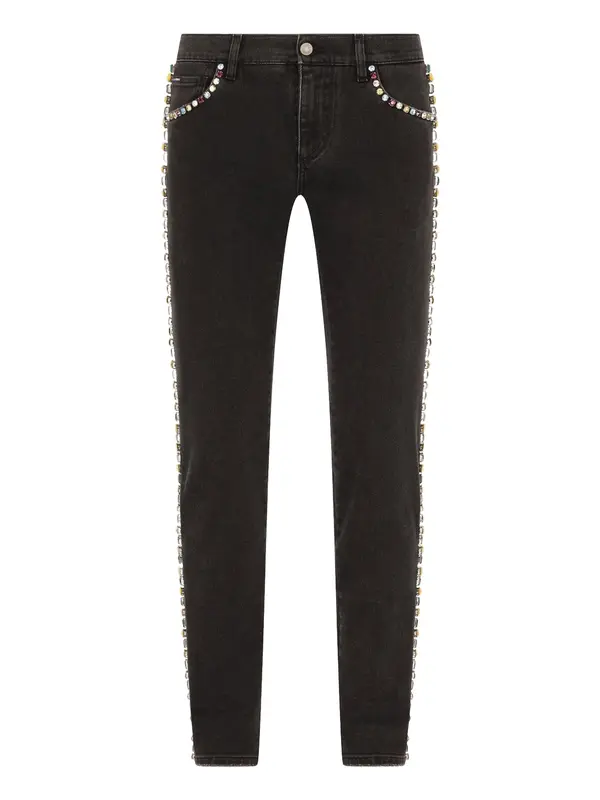 Dolce & Gabbana Crystal-embellished Skinny Jeans - Black