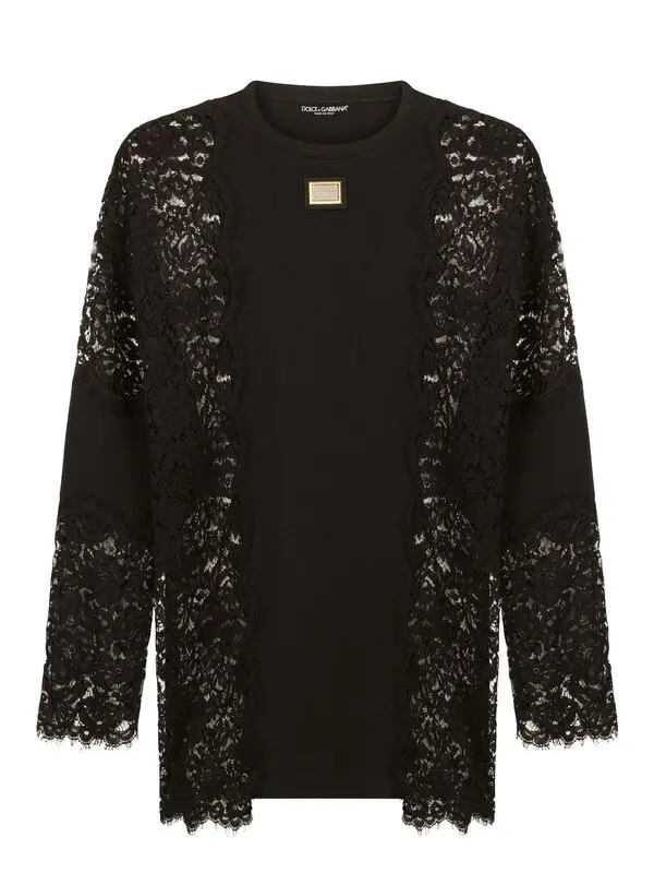 Dolce & Gabbana Lace-detail Long-sleeve T-shirt - Black