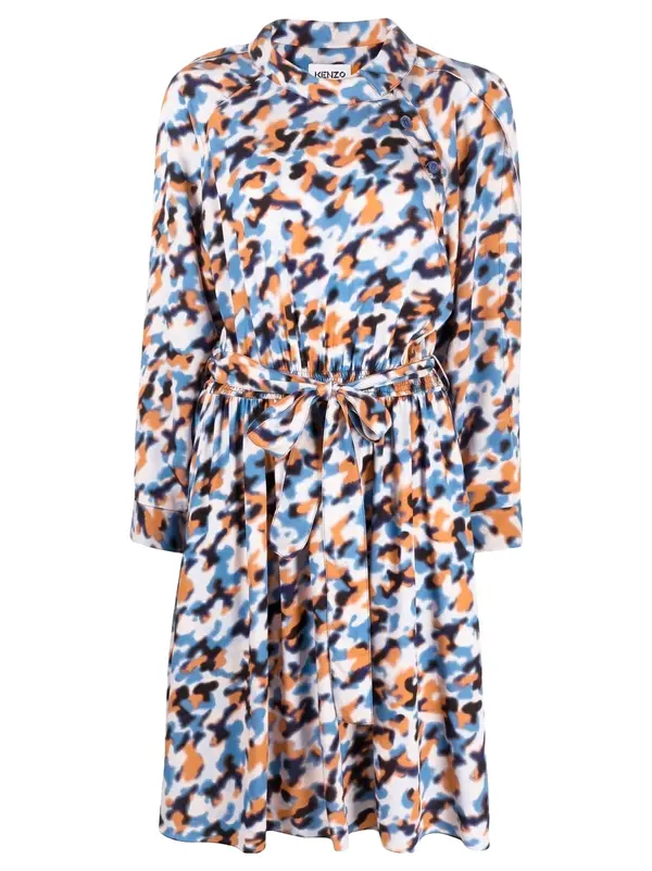 Kenzo Abstract-print Midi Dress - Blue