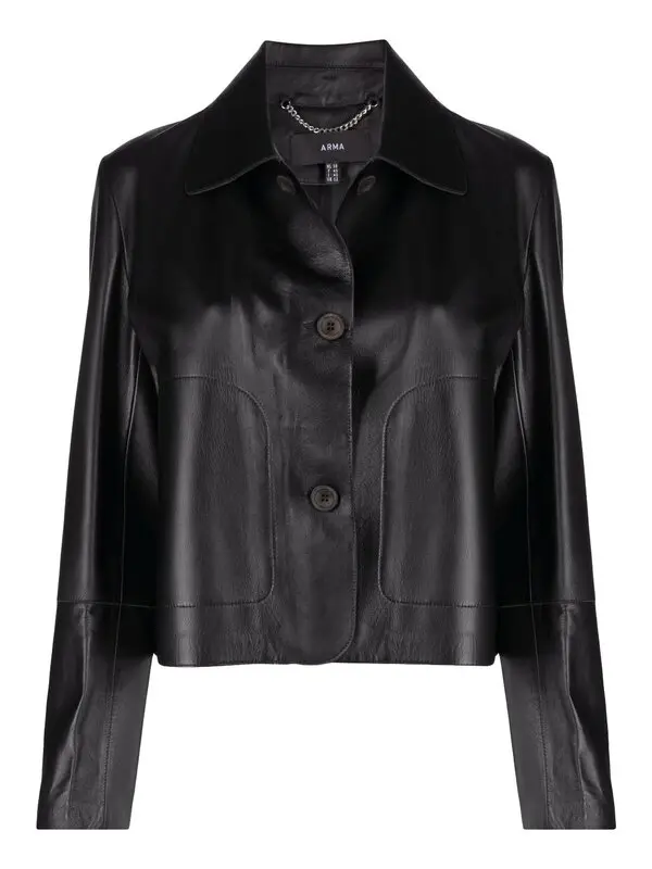 ARMA Classic Collar Leather Jacket - Black