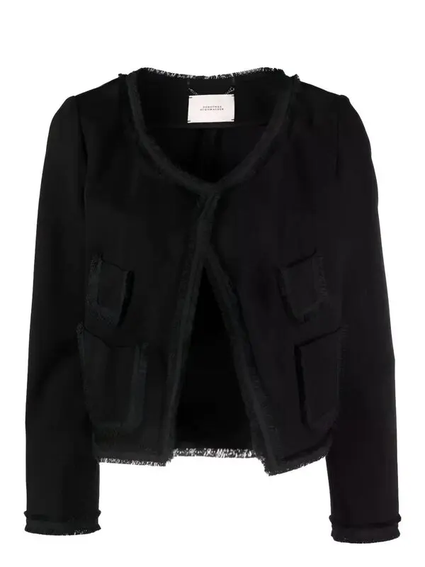 Dorothee Schumacher Cropped Jacket With Frayed Detailing - Black