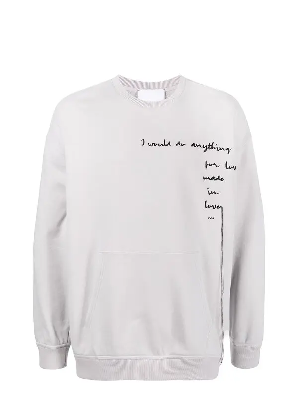 PORTS V Slogan-print Crew Neck Sweatshirt - Grey