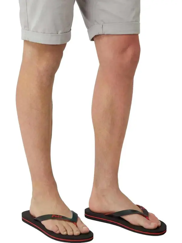 Polo Ralph Lauren Logo-patch Flip Flops - Black