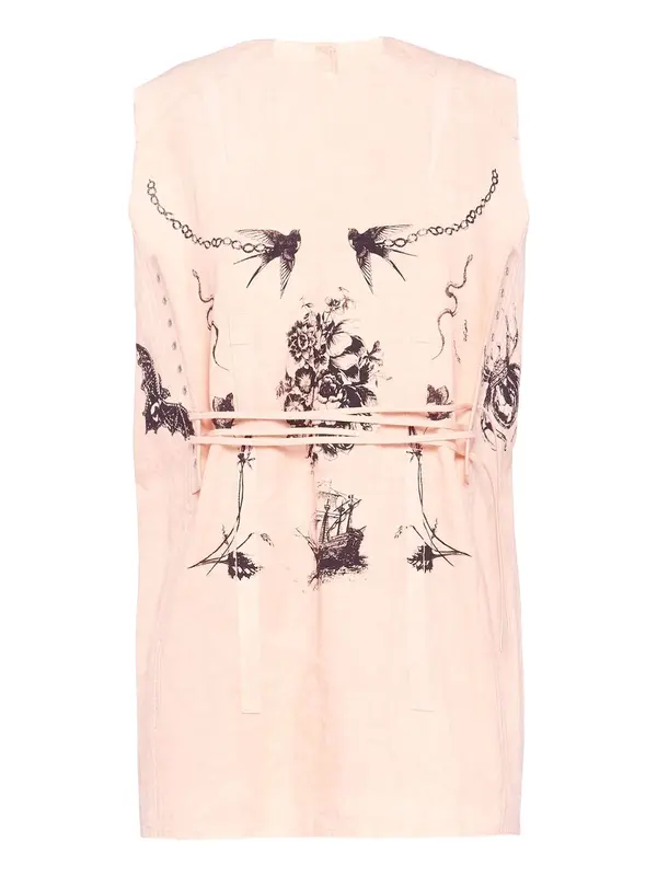 Prada Printed Slub Canvas Top - Pink
