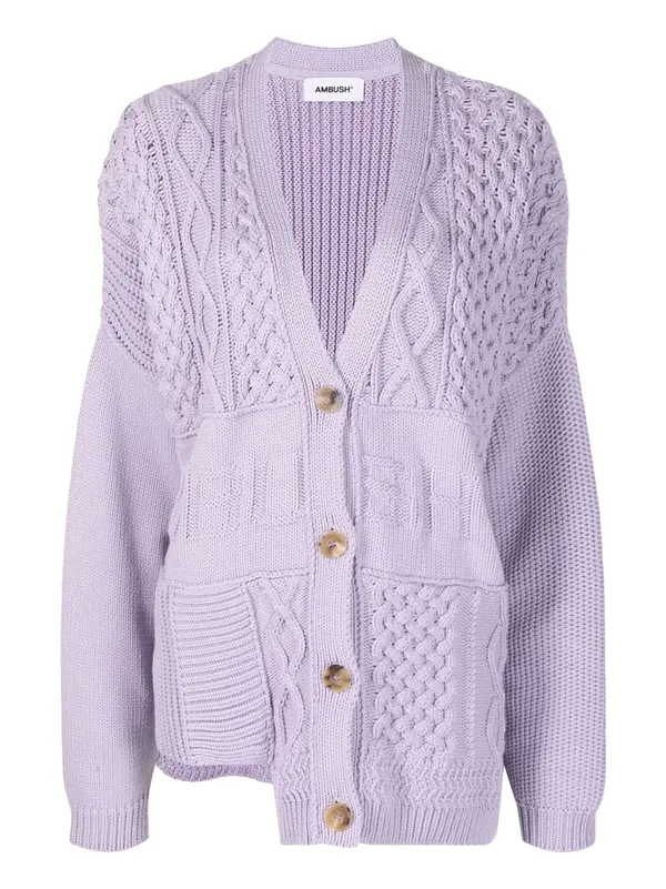 AMBUSH Patchwork Knitted Cardigan - Purple