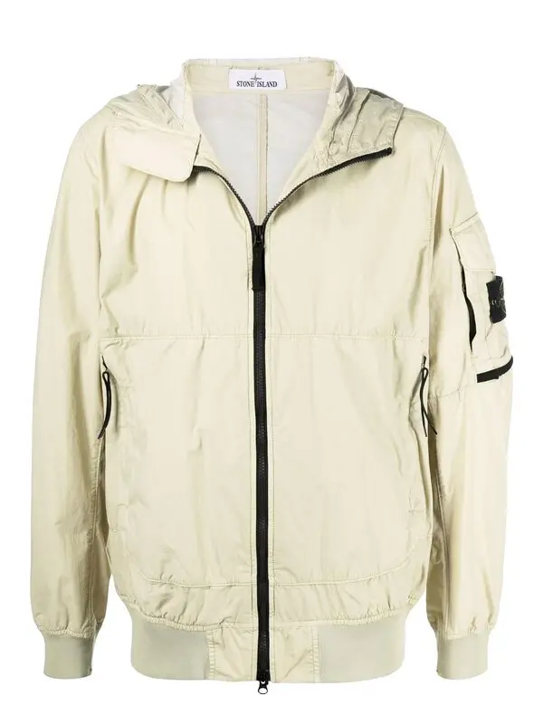Stone Island Compass Badge Lightweight Hooded Jacket - Green