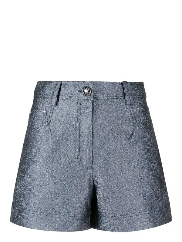 Shiatzy Chen Glittered Denim Shorts - Blue
