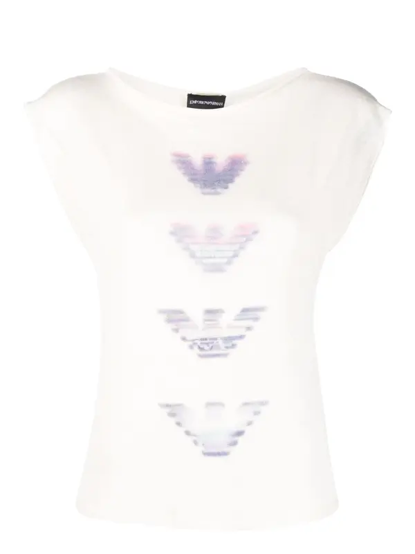 Emporio Armani Logo-print Sleeveless Shirt - Neutrals