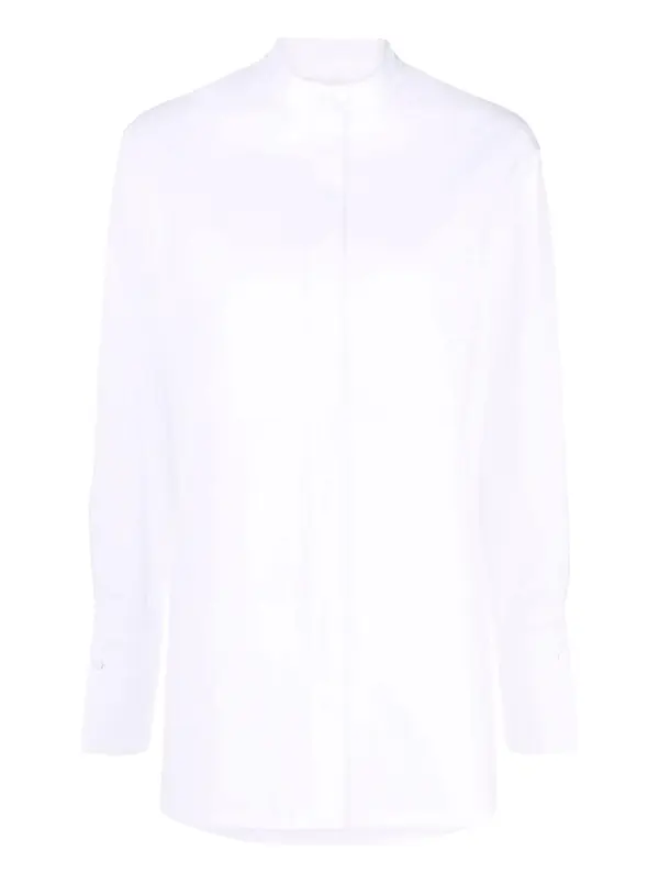 MILA SCHON Band-collar Tailored Shirt - White