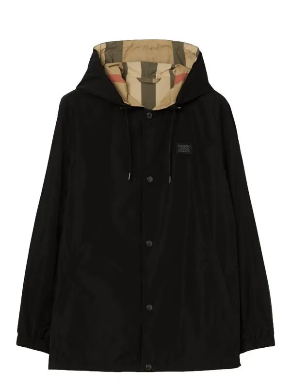 Burberry Reversible Check Hooded Jacket - Black