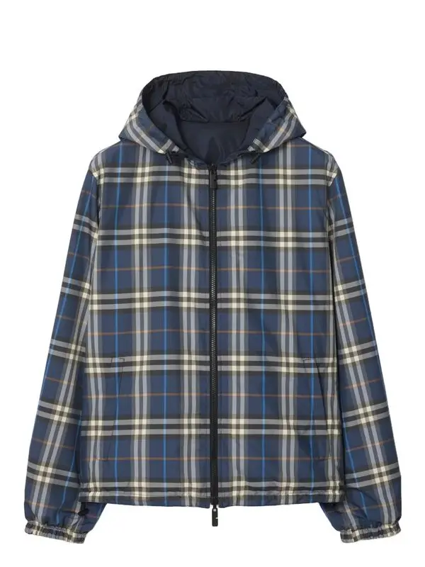 Burberry Reversible Check Hooded Jacket - Pilot Blue